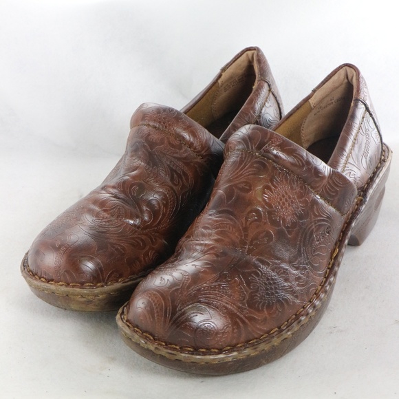 b.o.c. | Shoes | Boc By Born Peggy Vegan Leather Tooled Clogs Shoes Sz ...